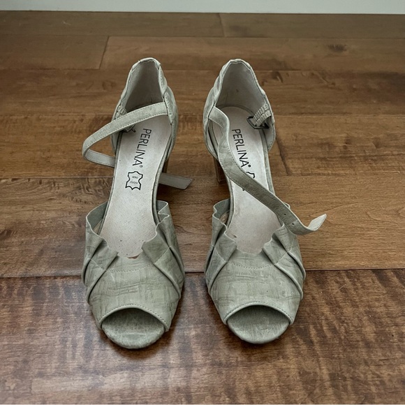 Perlina | Shoes | Perlina Gray Pleated Suede Ankle Strap Heels | Poshmark
